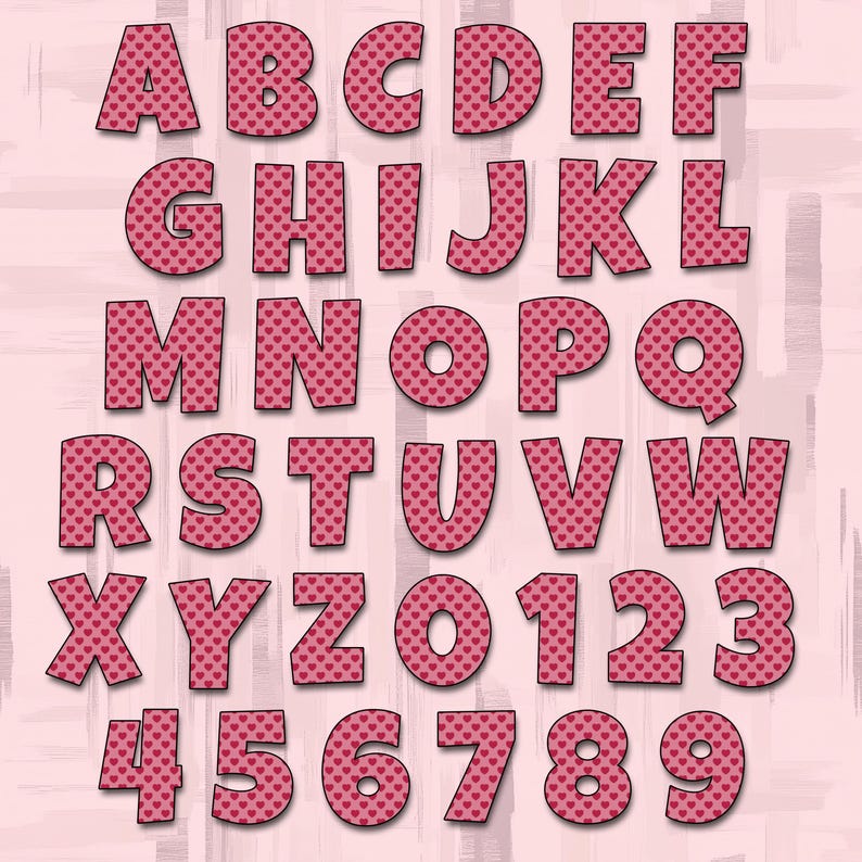 Valentine Heart Alphabet PNG, Letters A–Z & Numbers 0–9, Love Heart ...