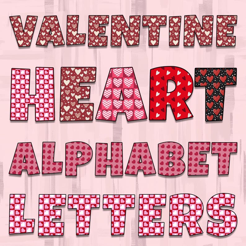 Valentine Heart Alphabet PNG, Letters A–Z & Numbers 0–9, Love Heart ...