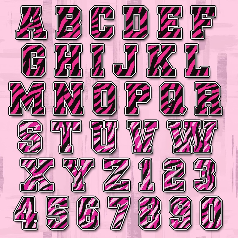 Pink Animal Print Alphabet PNG Bundle: Girly Safari Letters Clipart ...