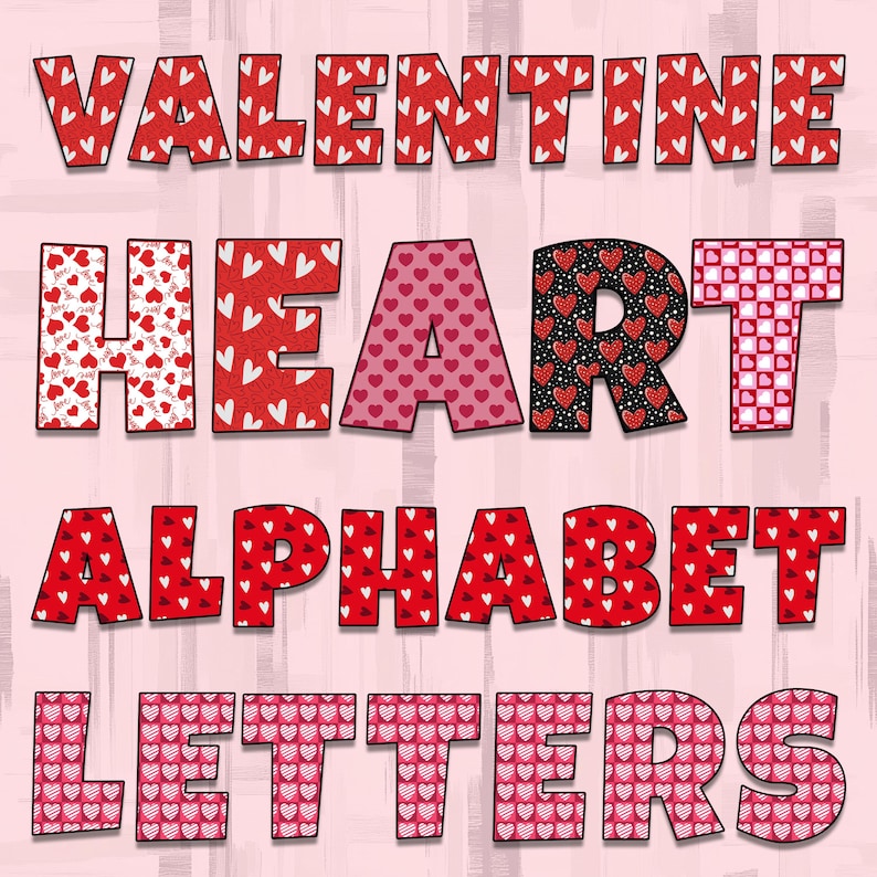 Valentine Heart Alphabet PNG, Letters A–Z & Numbers 0–9, Love Heart ...