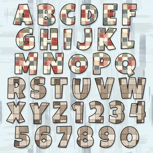 Cottagecore Patchwork Alphabet PNG Bundle: Farmhouse Quilt Letters ...