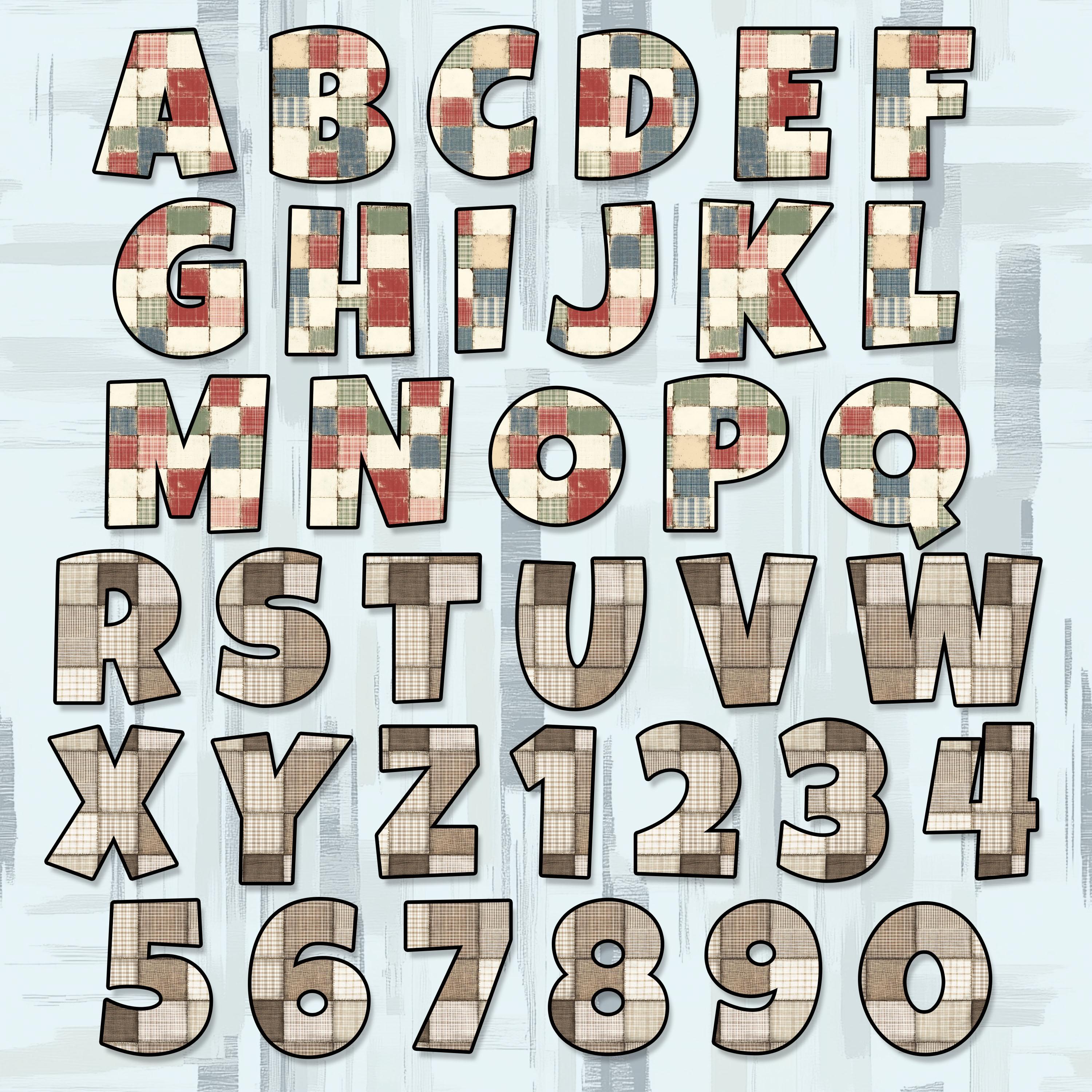 Cottagecore Patchwork Alphabet PNG Bundle: Farmhouse Quilt Letters ...