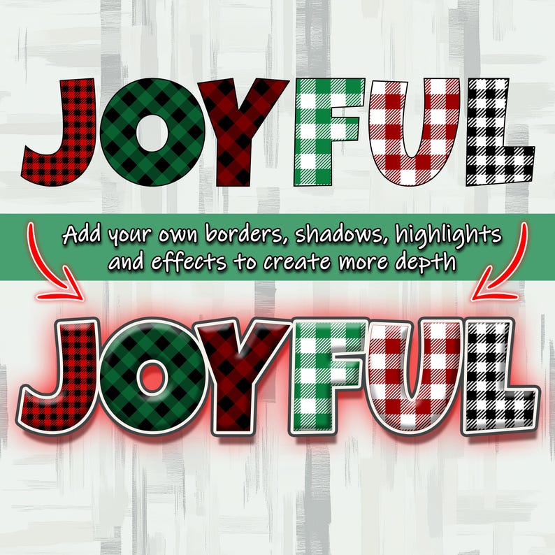 Christmas Gingham Alphabet PNG Bundle, Plaid Letters, Striped Checker ...