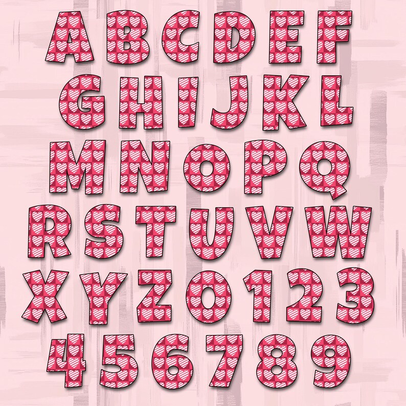 Valentine Heart Alphabet PNG, Letters A–Z & Numbers 0–9, Love Heart ...
