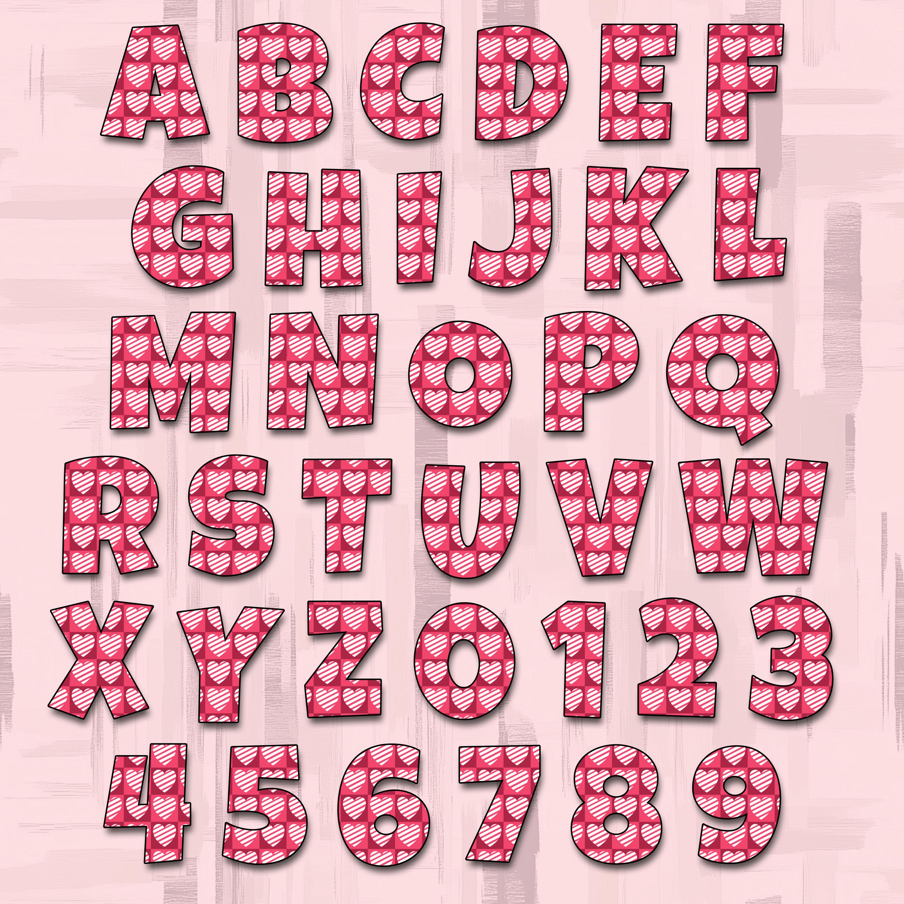 Valentine Heart Alphabet PNG, Letters A–Z & Numbers 0–9, Love Heart ...