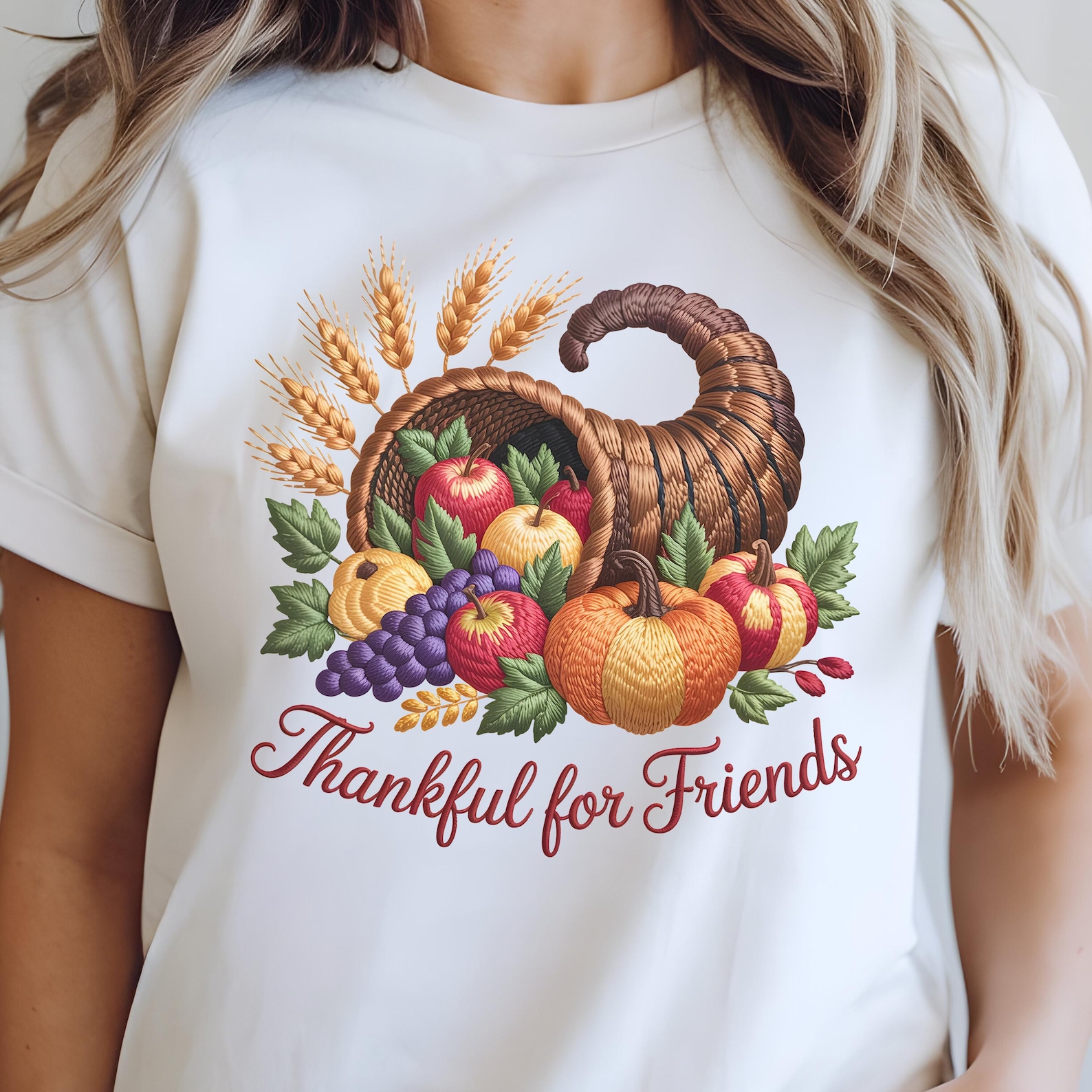 Thankful for Friends Faux Yarn Cornucopia PNG: Autumn Thanksgiving ...