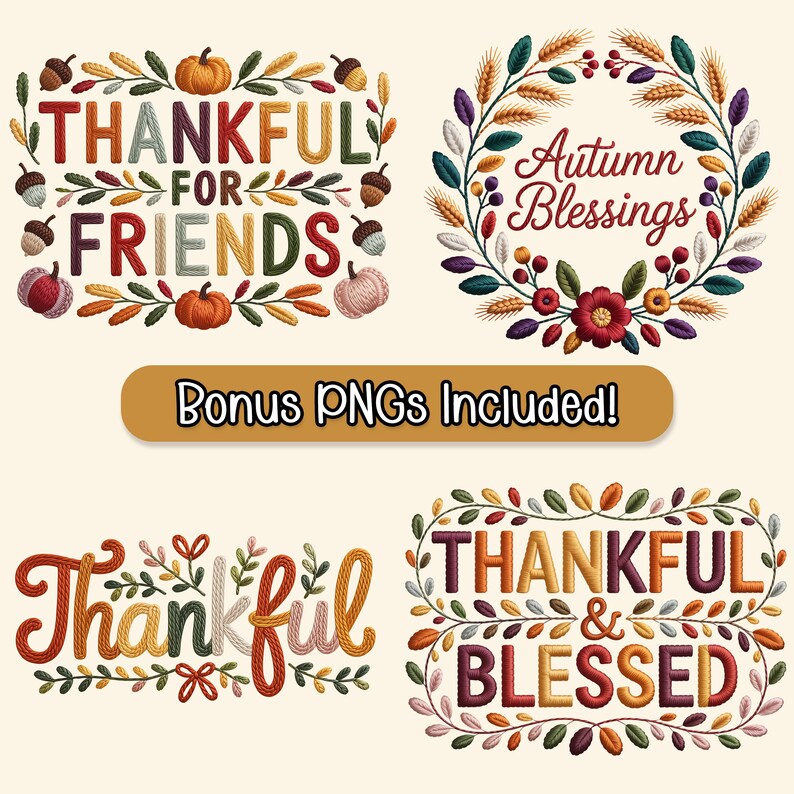 Thankful and Blessed Faux Yarn Cornucopia PNG: Autumn Thanksgiving ...