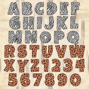 Animal Print Alphabet PNG Bundle: Safari Letters Clipart (digital ...