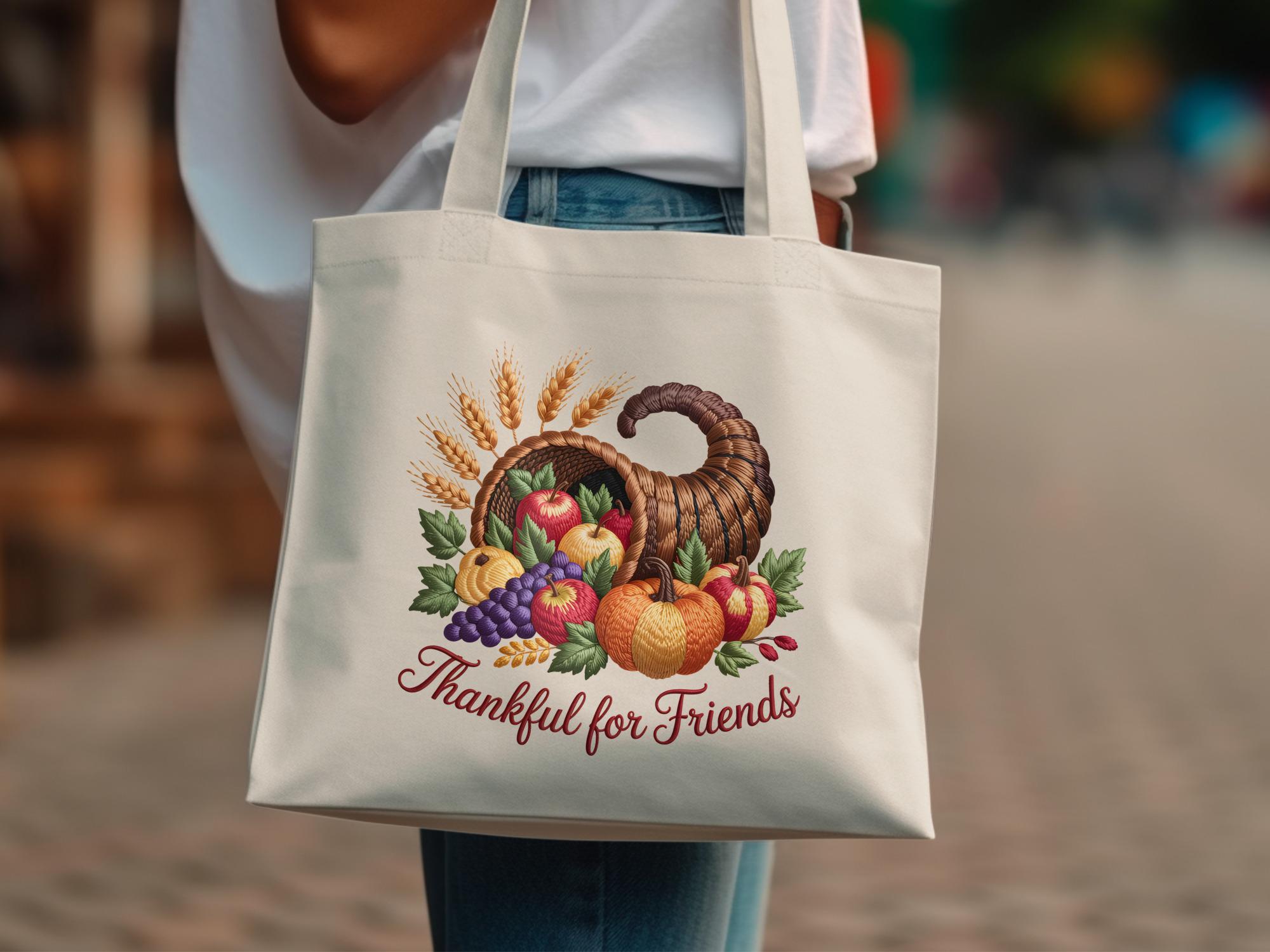 Thankful for Friends Faux Yarn Cornucopia PNG: Autumn Thanksgiving ...