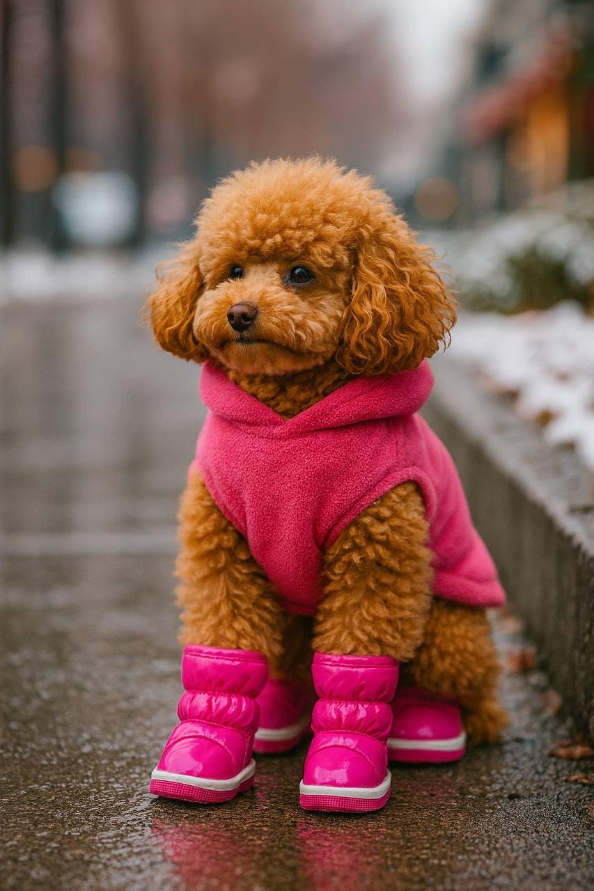 Fleece Lined Winter Dog Boots, Waterproof Paw Protectors, Small Breed ...