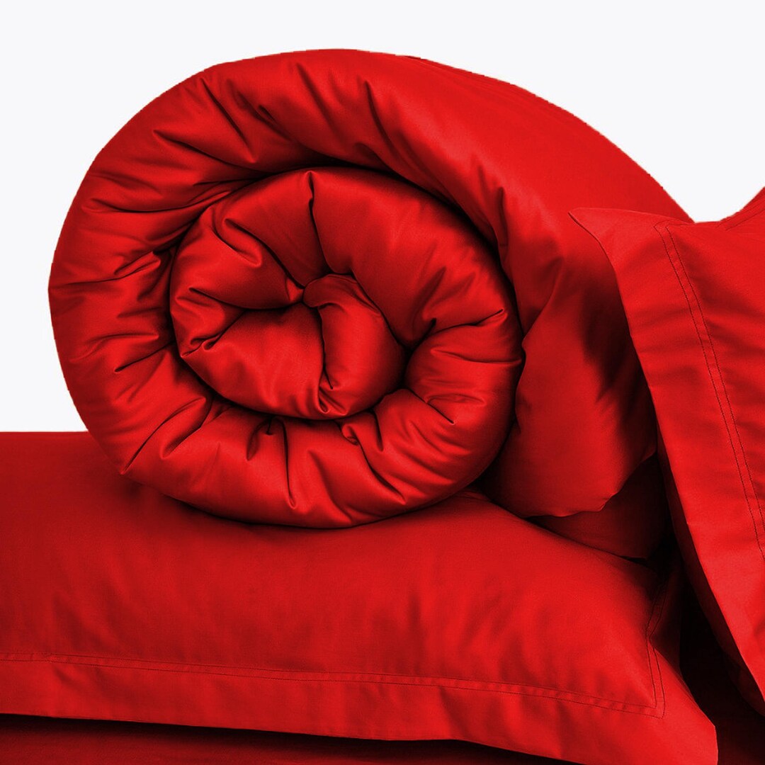 Red Cotton Duvet Cover – 100% Natural Sateen - Cozy & Elegant - Etsy