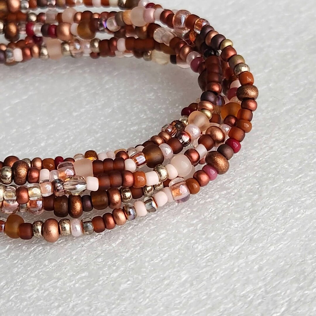 6262 Hazelnut Mix Seed Bead Stretch Wrap Bracelet, Wrap Long Necklace ...