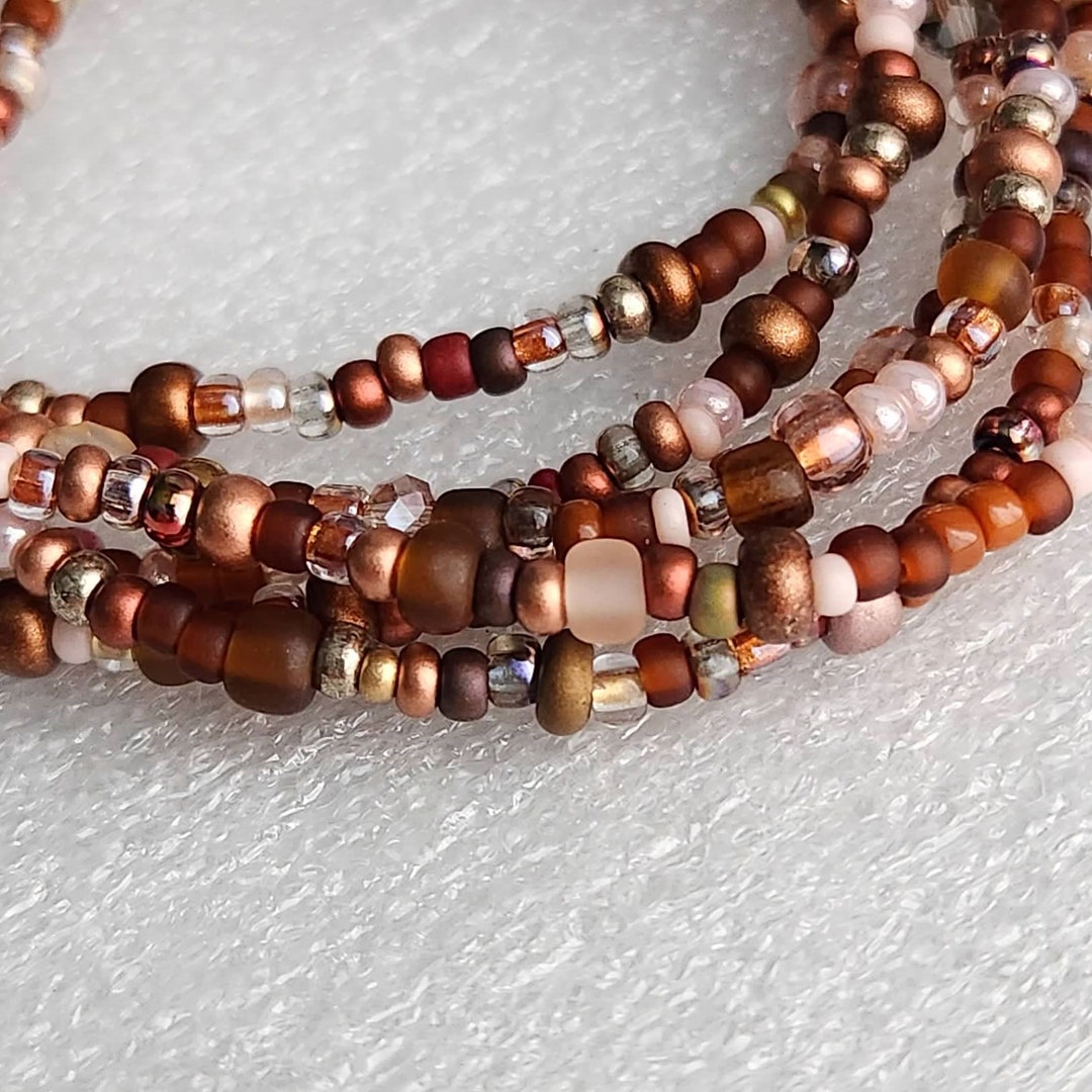 6262 Hazelnut Mix Seed Bead Stretch Wrap Bracelet, Wrap Long Necklace ...