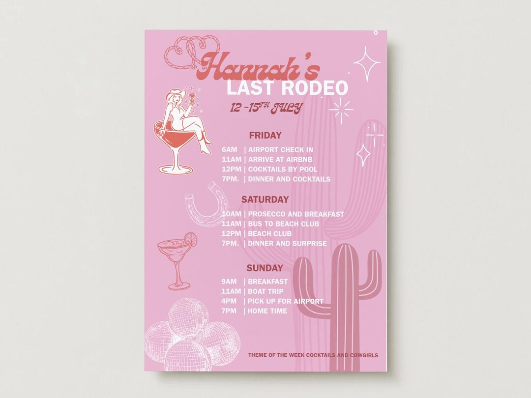 My Last Rodeo Hen Party Pack – Printable Bachelorette Games, Itinerary ...