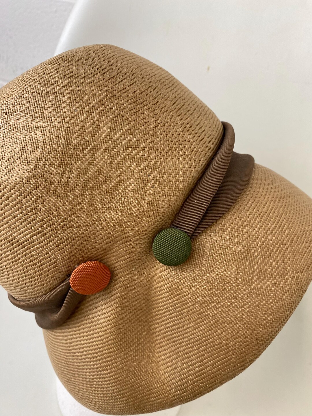 Antique Vintage 1920s Fine Straw Cloche Hat With Orange and Green ...