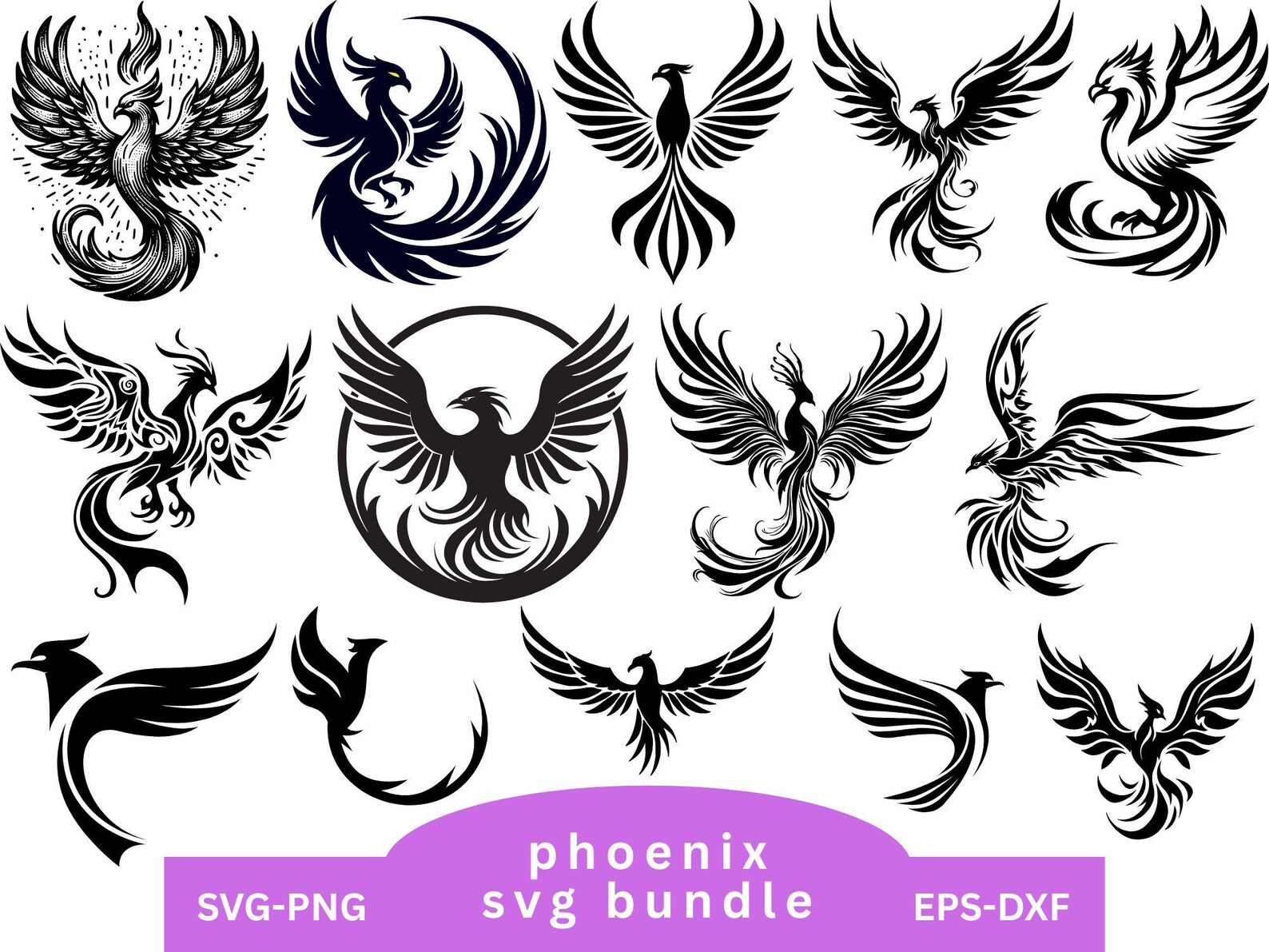 Phoenix SVG Bundle,phoenix PNG Bundle,phoenix Birds,phoenix Vector ...