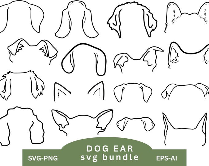 Dog Breed Ears Svg Bundle, Dog Breed Ears Svg, Dog Ears Outline Bundle ...