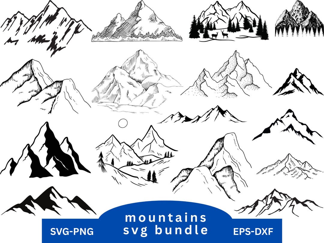 Mountains Svg Bundle,mountain Svg Hand Drawn,mountain Svg Hand Drawn ...