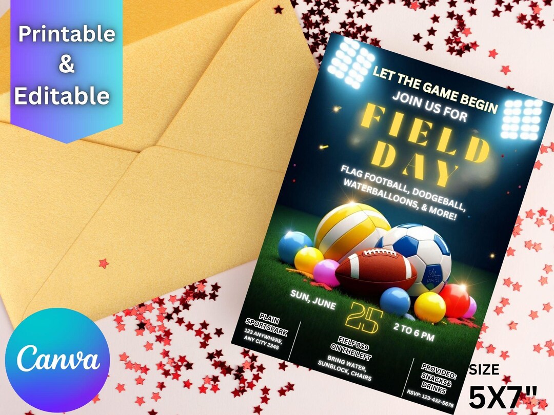 Field Day Invitation,editable Field Day Invitation,sports Flyer Invite ...