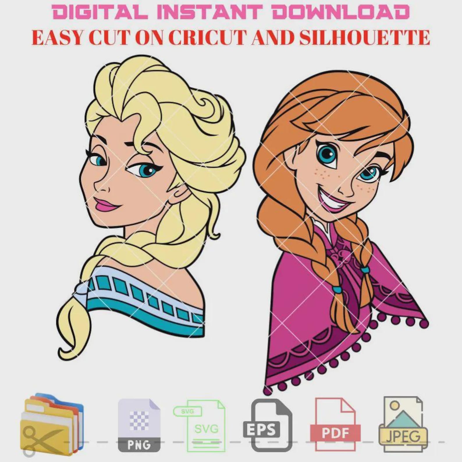 Frozen Bundle Svg, Elsa Anna Svg, Frozen Sisters Svg, Kawaii Svg ...