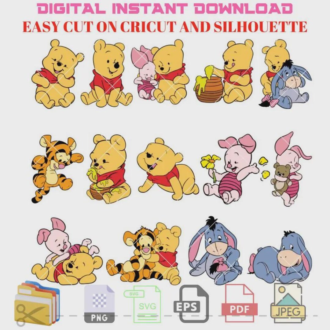 Layered Baby Pooh Svg Bundle, Instant Download, Bundle for Cricut ...