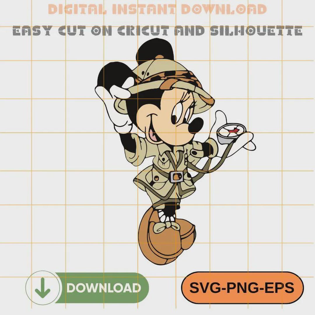 Safari Minnie Svg and Friends SVG Hunter Cosplay Cutting Files,cartoon ...