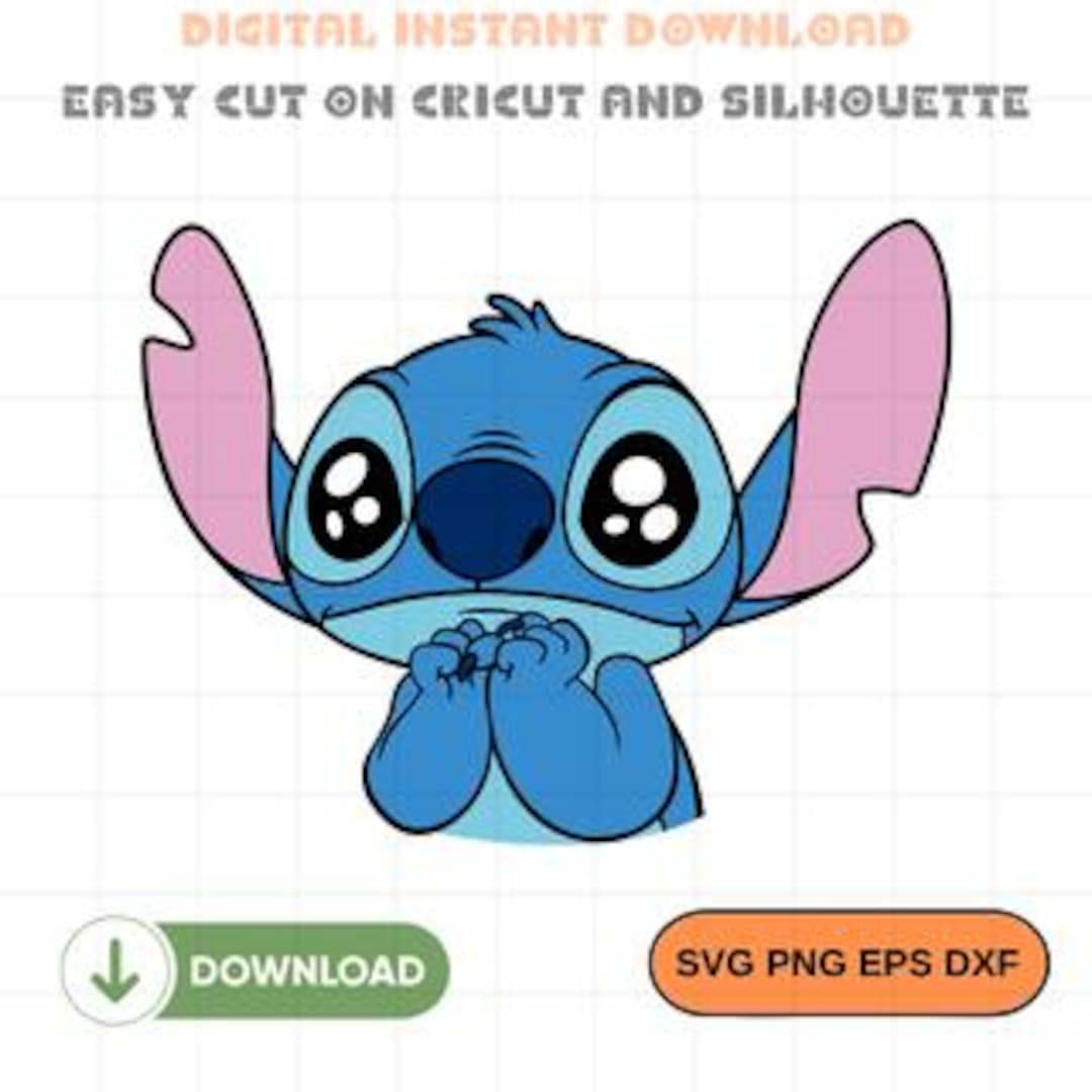 Stitch Cute Sad Eyes SVG, Adorable Stitch Clipart PNG, Kawaii Stitch ...