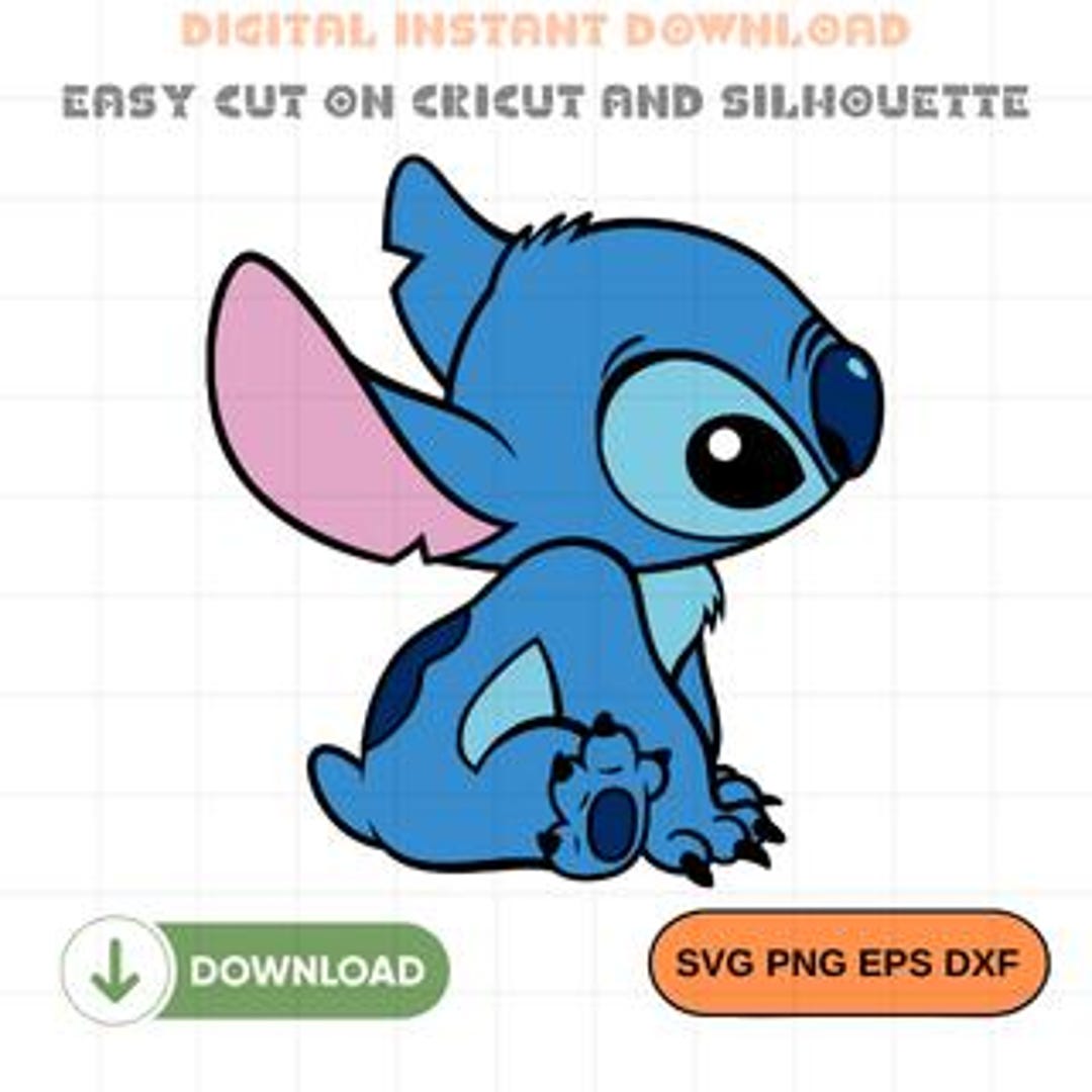 Stitch Sitting Side View SVG, Cute Stitch Silhouette Clipart PNG ...