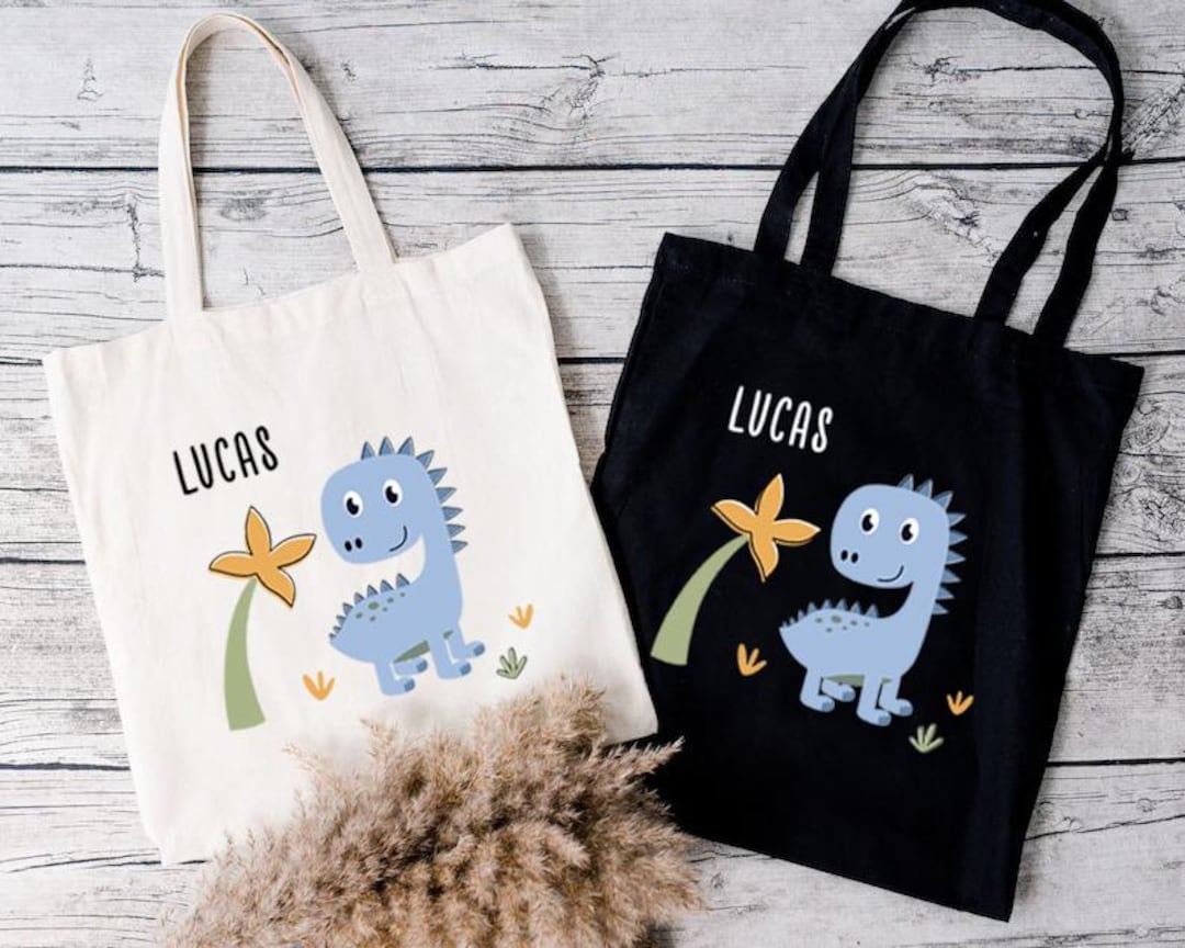 Personalized Dinosaur Tote Bag,custom Kindergarten Kid Canvas Tote ...