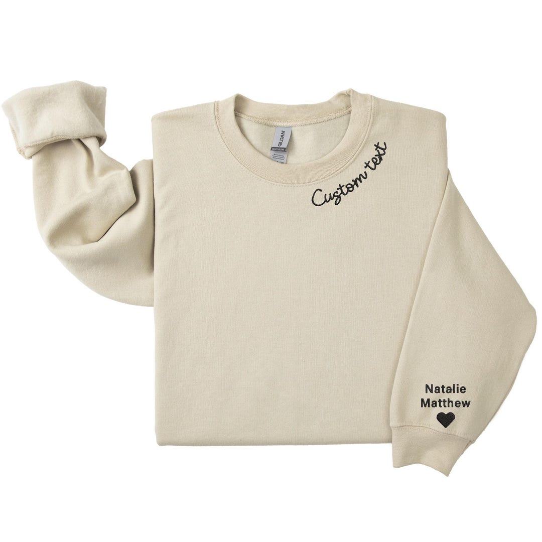 Custom Embroidered Sweatshirt, Embroidered Sweatshirt With Sleeve and ...