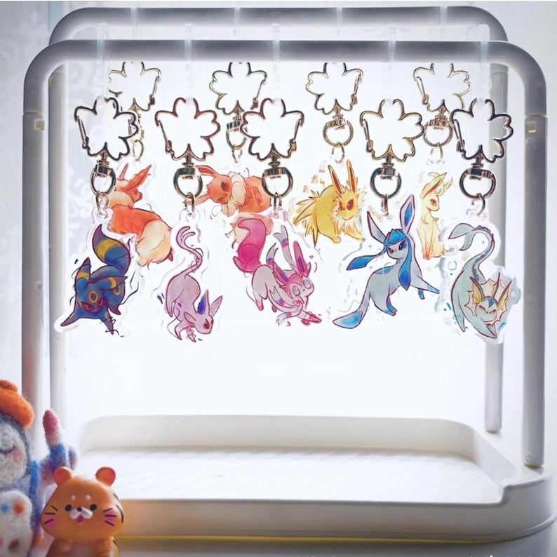 Cute Eeveelution Acrylic Keychains | Glitter Epoxy Resin | Pokémon - Etsy