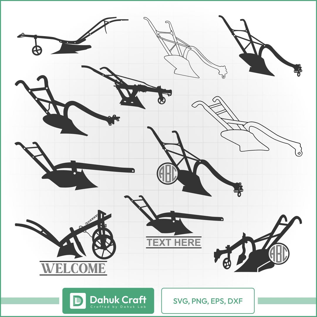 Old Plow SVG, Farming Vector, Farmhouse Monogram, Cricut and Silhouette ...
