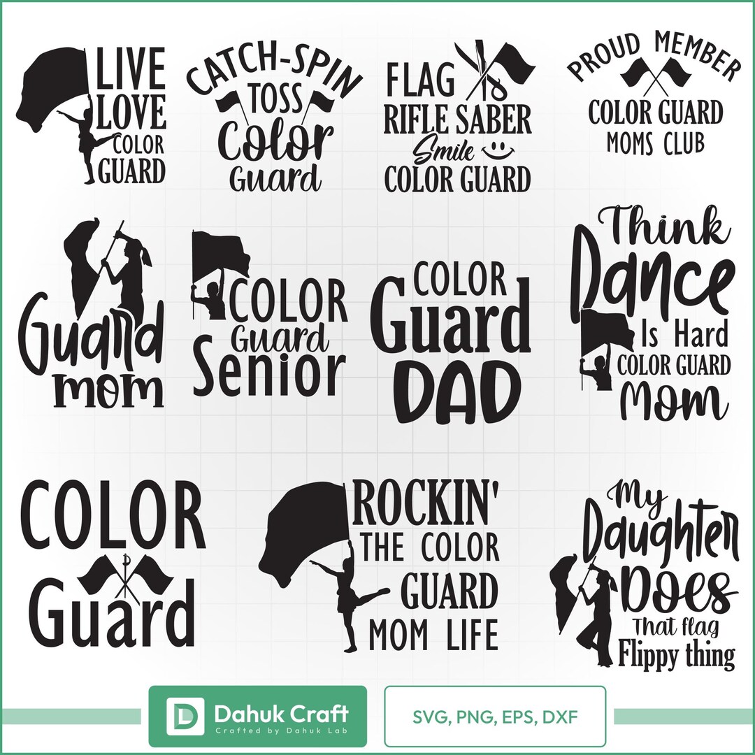 Color Guard SVG Bundle: Flag Routines, Funny Quotes (cut Files for ...