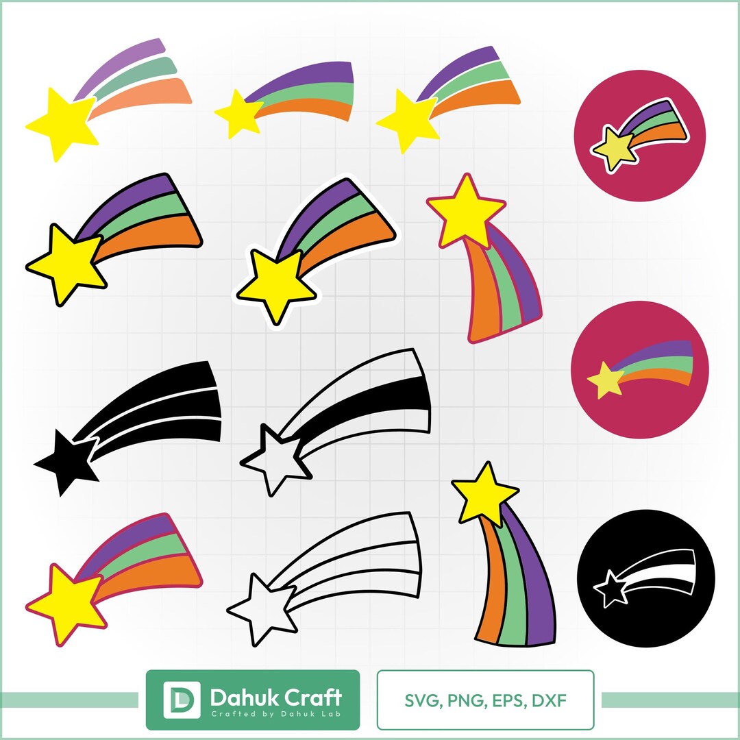 Mabels Star Svg Bundle – Rainbow Shooting Stars and Cosmic Graphics for ...