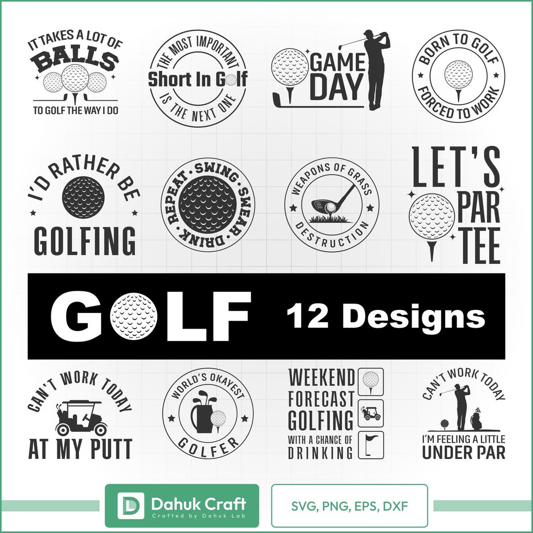 Golf Svg Bundle – 12 Funny Quotes and Golf Graphics for Cricut and ...