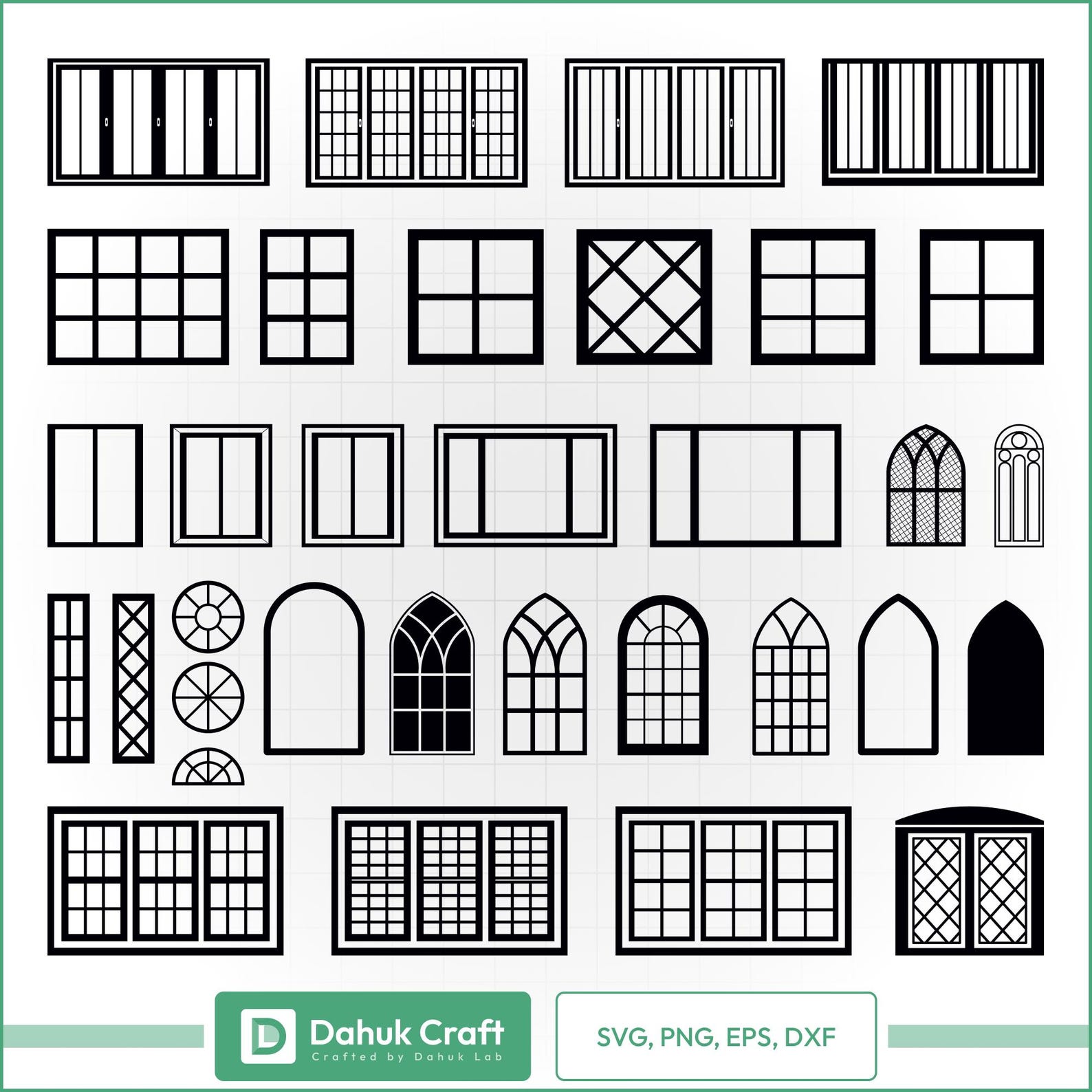 Window Frame Silhouette SVG Bundle – Architectural Cut Files (digital ...