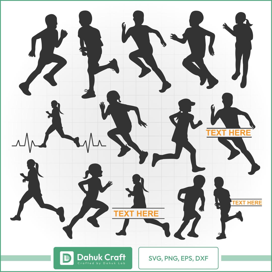 Kids Running Silhouettes (svg, Png, Dxf, Eps) - Etsy