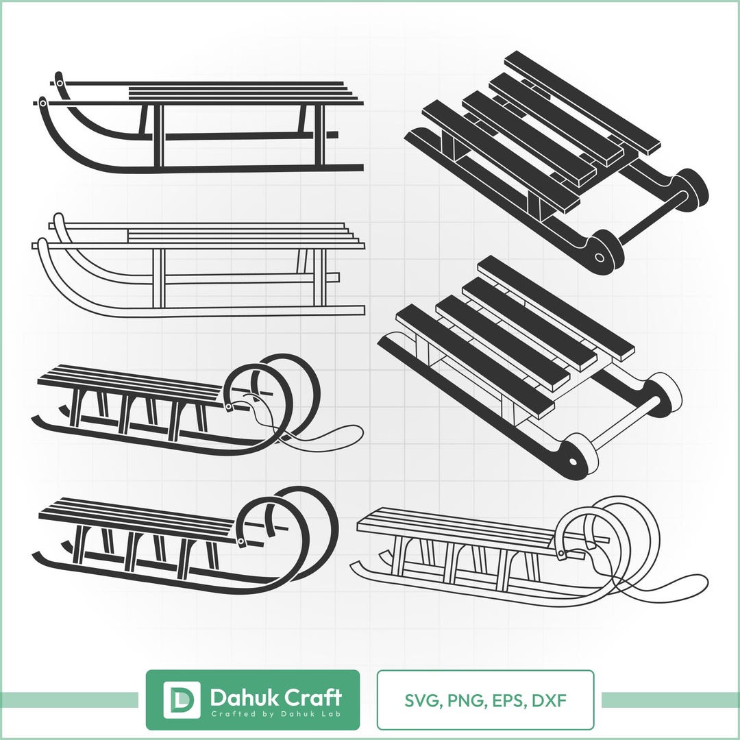 Vintage Wooden Sled SVG Bundle: Winter Graphics, Cricut & Silhouette ...