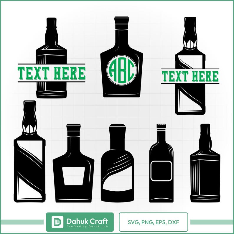 Whiskey Bottle SVG Bundle: Liquor Silhouette Cut Files for Cricut - Etsy