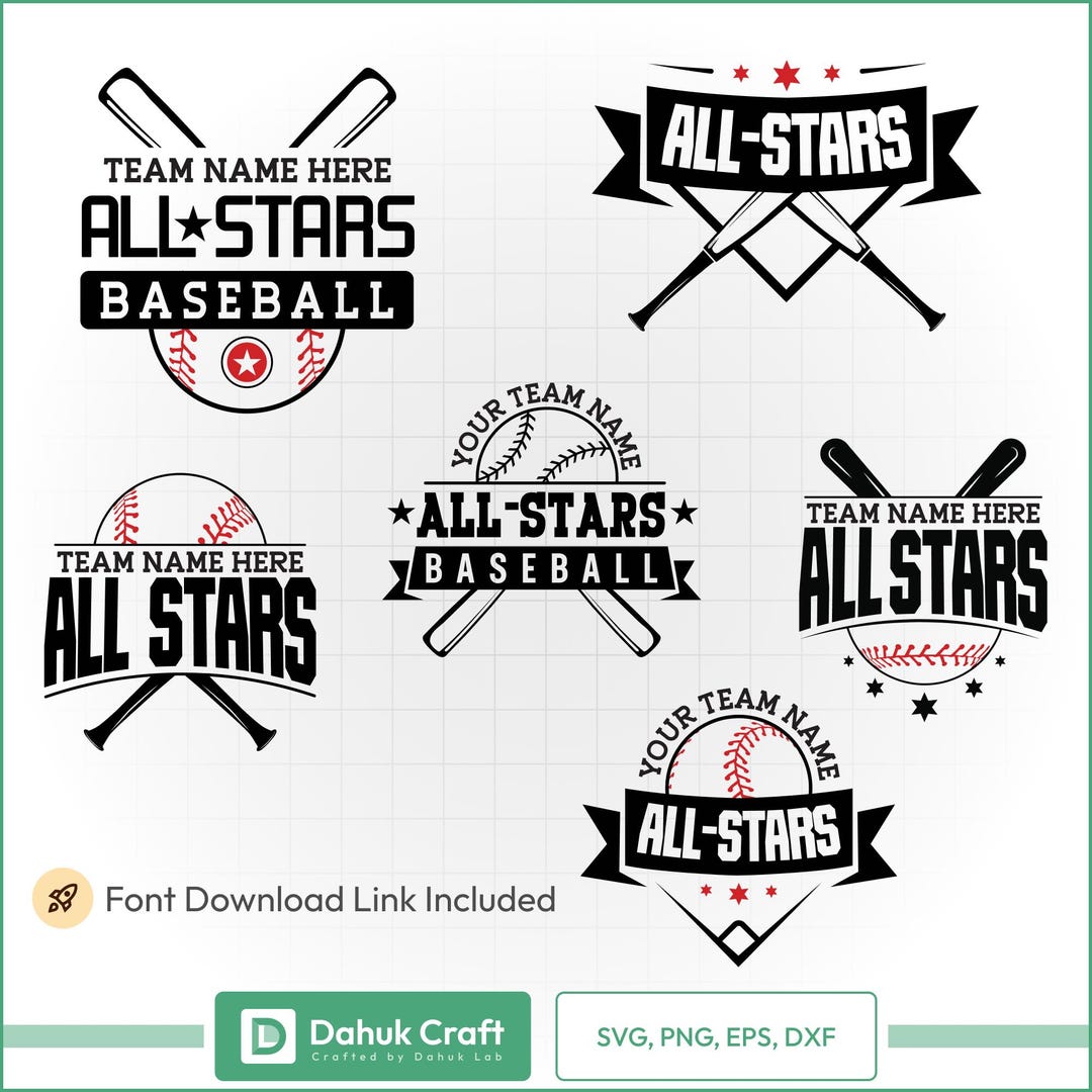 Baseball All-stars Logo SVG Bundle for Cricut and Silhouette | Editable ...