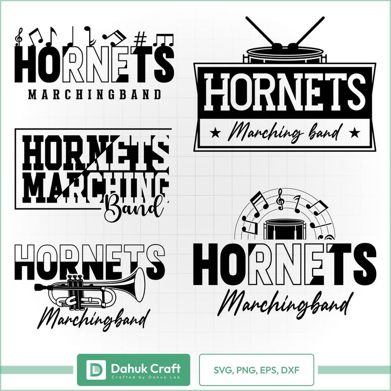 Hornets Marching Band SVG Bundle: Music Logos, Cricut & Silhouette Cut ...