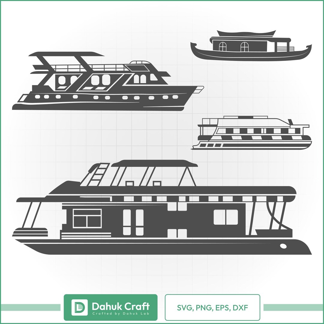 Houseboat SVG, Boat House Svg, Houseboat Clipart, Houseboat Vector ...