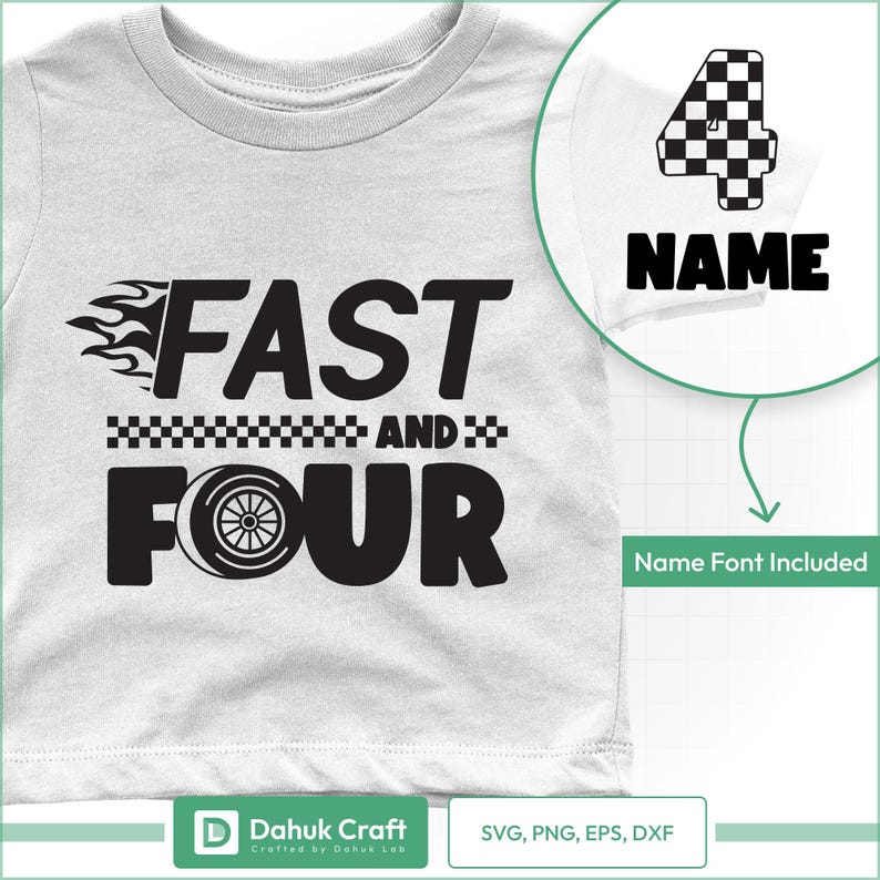 Four and Fast Birthday SVG: Race Car 4th Birthday Design (digital ...