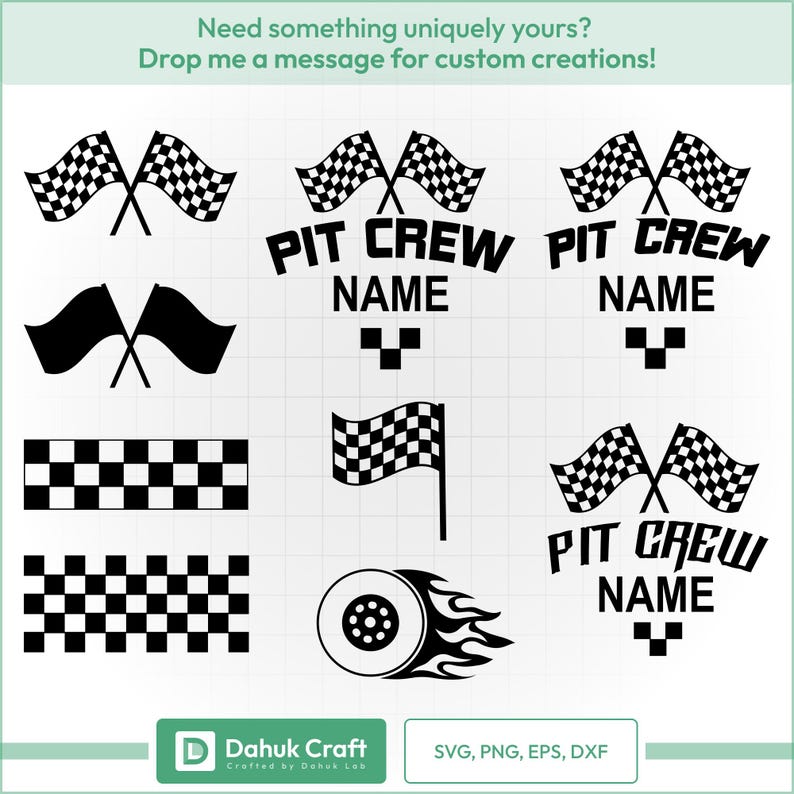 Custom Pit Crew SVG Bundle: Racing Flags, Name Designs (digital ...