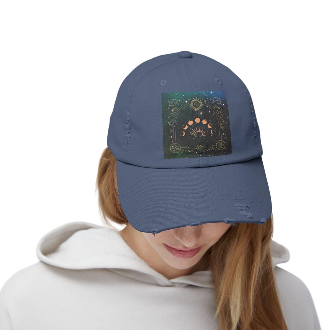Moon Phases Distressed Cap, Baseball Hat, Celestial Astronomy Design - Etsy