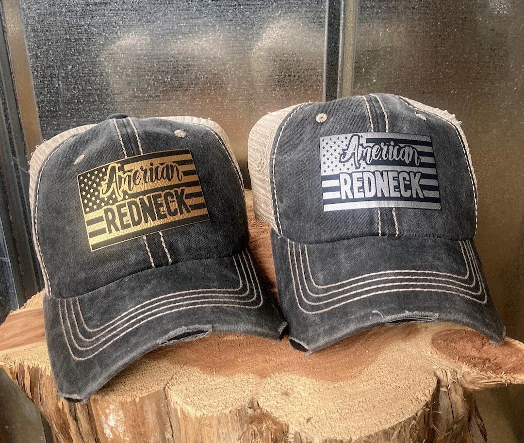 2 HATS! - American Redneck Black and Grey - 2 HAT BUNDLE - Silver ...