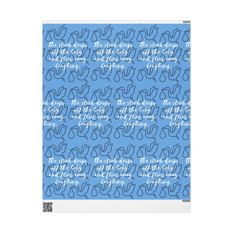 The Stork Drops off the Baby and Flies Away Laughing Wrapping Paper ...