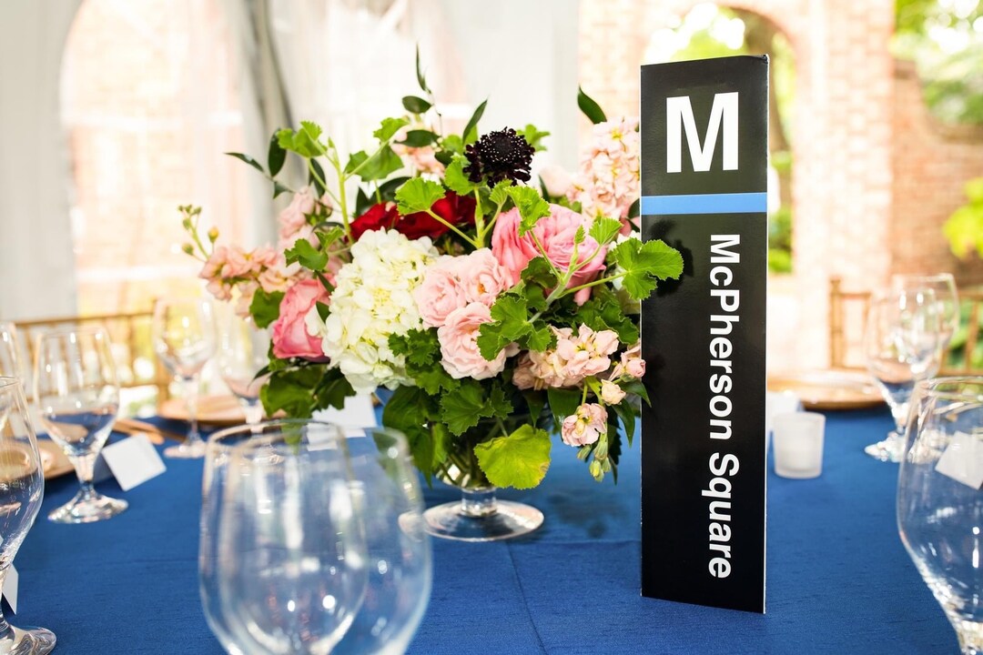 Wedding Metro Table Signs Number Three-sided Tented Custom Washington ...