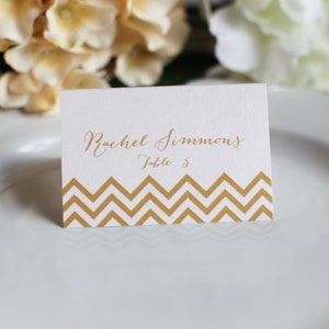 Wedding Custom Customize Chevron Place Cards Simple Elegant | Etsy