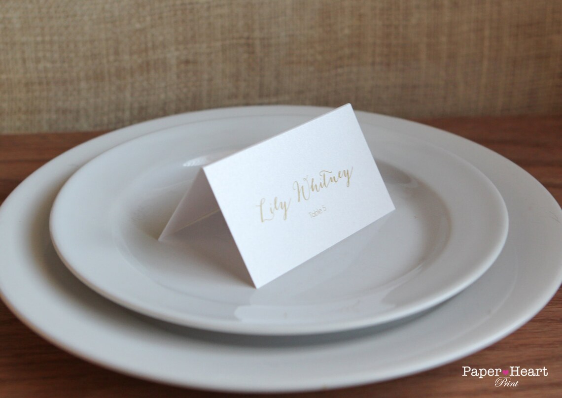 Script Font Wedding Custom Customize Place Cards Simple Elegant Names ...